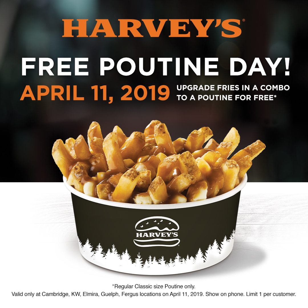 Harvey’s FREE POUTINE DAY! | 91.5 The Beat